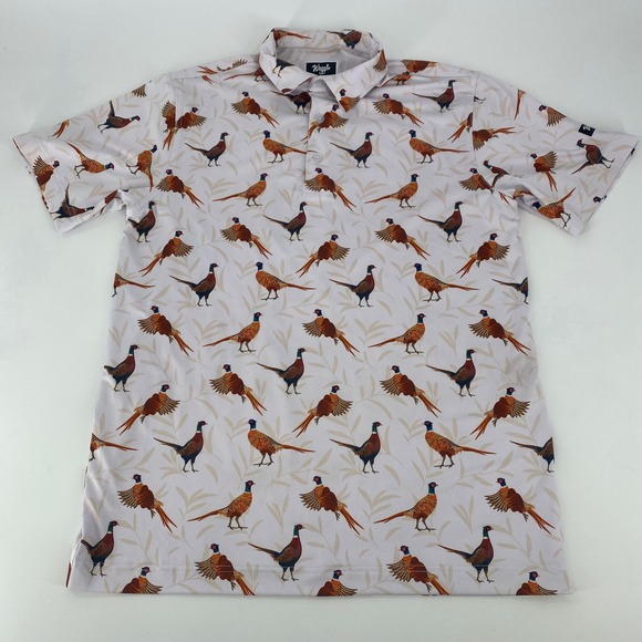 Waggle | Shirts | Waggle Mens Pheasant Print Golf Polo Shirt Short ...
